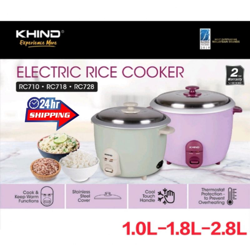 Khind Rice Cooker Convention Rice Cooker Aluminium Pot 1.0 Litre 1.8 ...