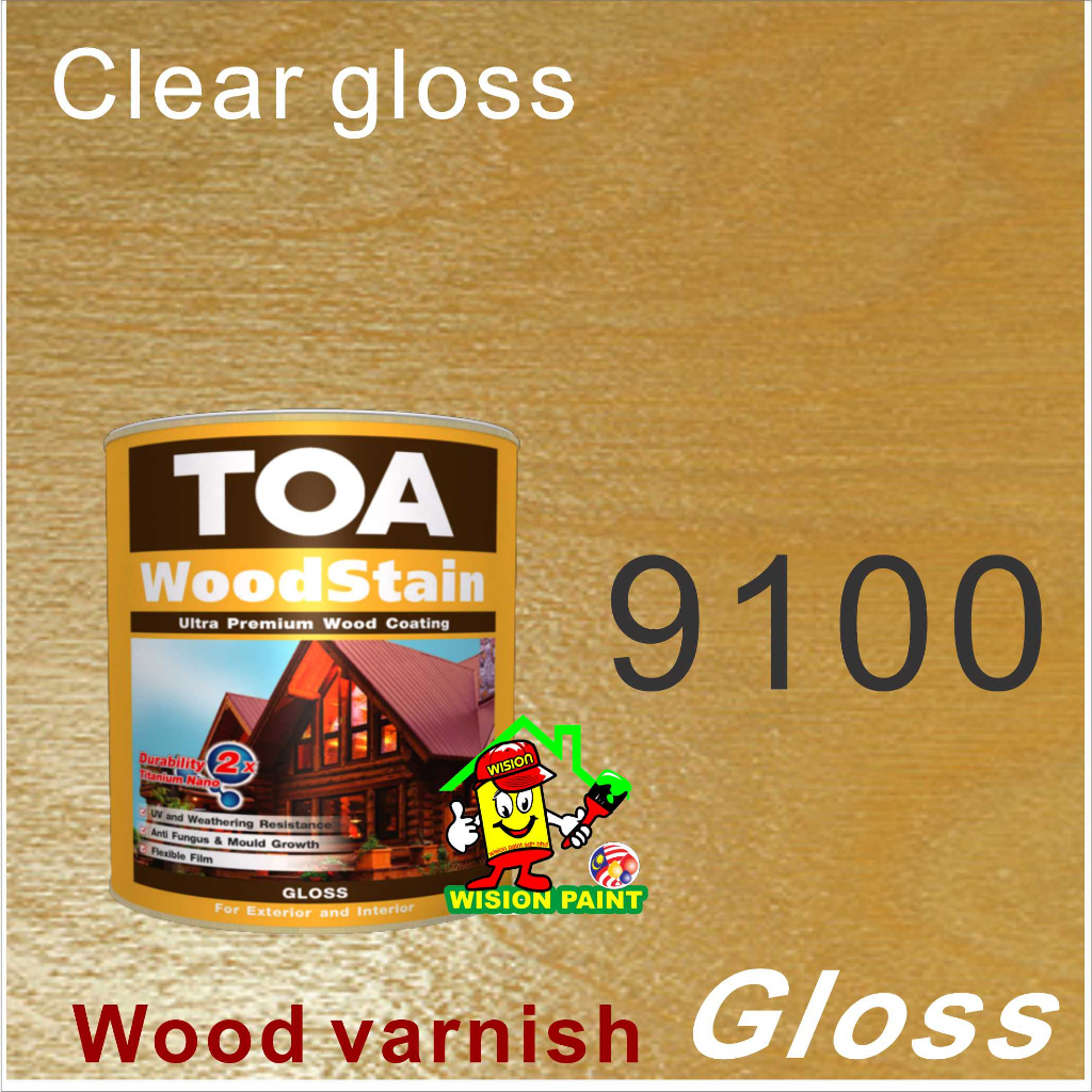 ( GLOSS ) TOA Woodstain Paint ( 1L ) VARNISH Interior & Exterior Wood Shellac / Kayu Dalaman ...