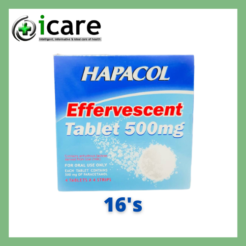 HAPACOL EFFERVESCENT 500MG TABLETS 16'S ( PARACETAMOL ) EXP DATE : 06/ ...