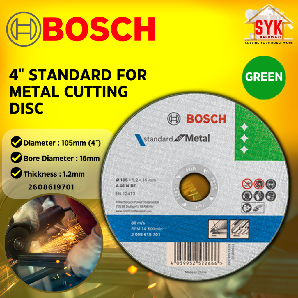 SYK Bosch 4" Metal Cutting Disc 105mm Metal Cutting Disc Angle Grinder ...