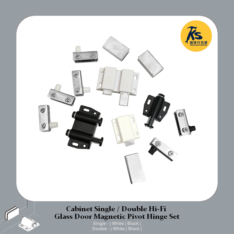 Cabinet Single / Double Hi-Fi Glass Door Magnetic Pivot Hinge Set ...