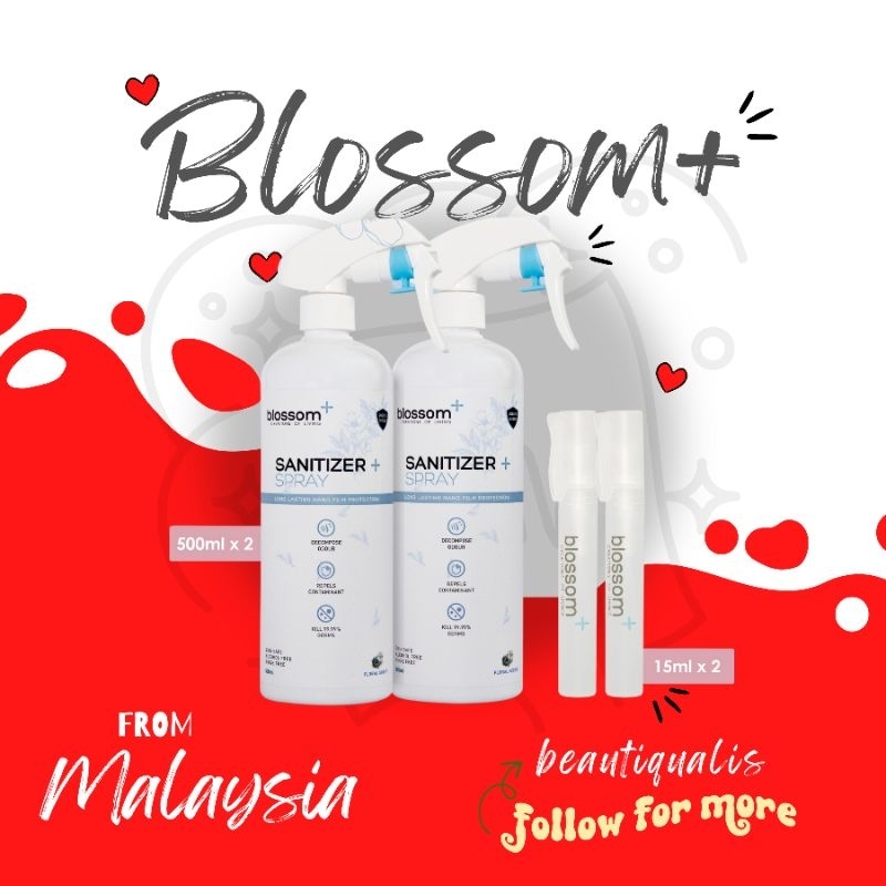 Blossom Plus Spray Sanitasi 500ml x 2 Botol (PERCUMA 15ml x 2 Pen Spray ...