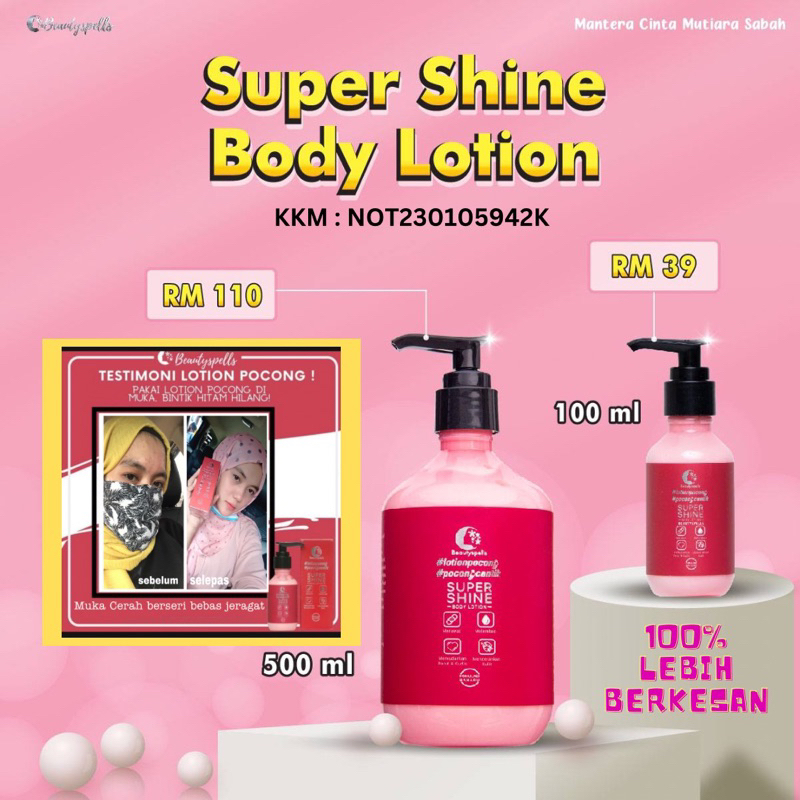 SUPER SHINE BODY LOTION (lotion pocong) 🎁 free gift | Shopee Malaysia