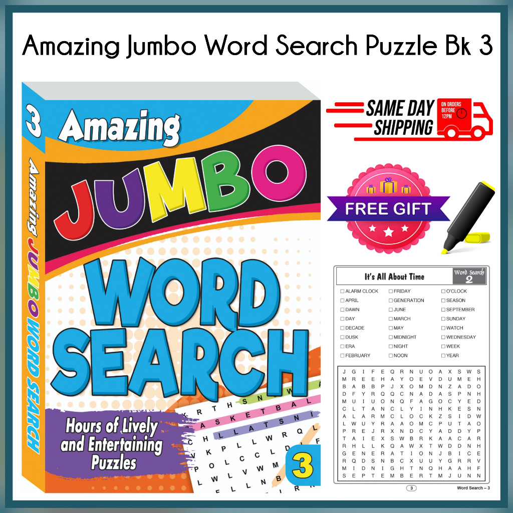 Amazing Jumbo Word Search | Puzzle Book | Adults | Crossword Puzzle ...