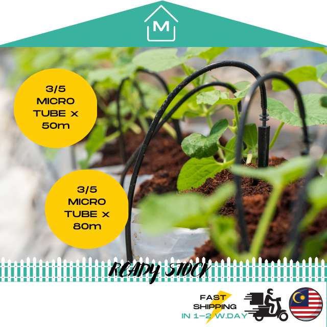 [3/5 x 55m] [3/5 x 80m] Microtube Water Hose Pipe Irrigation ...