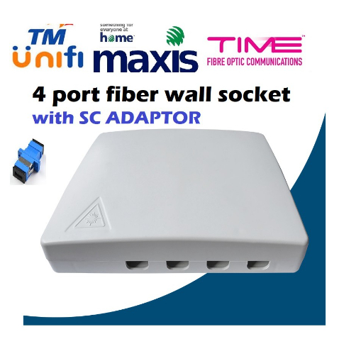 Unifi Fiber wall socket 4 port with SC adaptor 4 pcs (Malaysia Ready ...