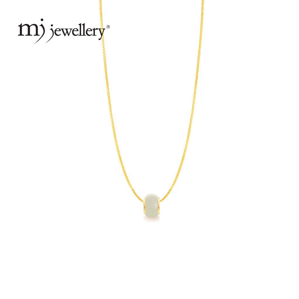 MJ Jewellery 999.9/24K Gold Foil Inlaid White Jade J1 with 375/9K Gold ...
