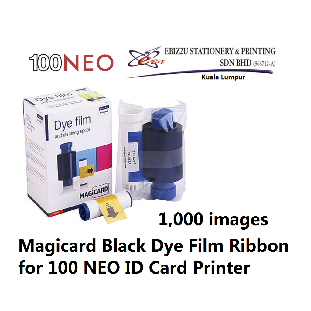 Magicard Black Dye Film Ribbon for 100 NEO ID Card Printer - 1,000 ...