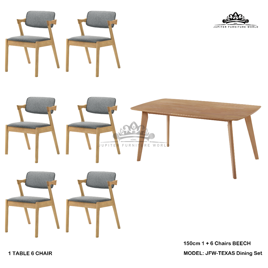 SPECIAL EDITION [JFW-TEXAS DINING TABLE SET] SOLID WOOD TABLE / SET MEJA MAKAN/MEJA MAKAN 4 ...