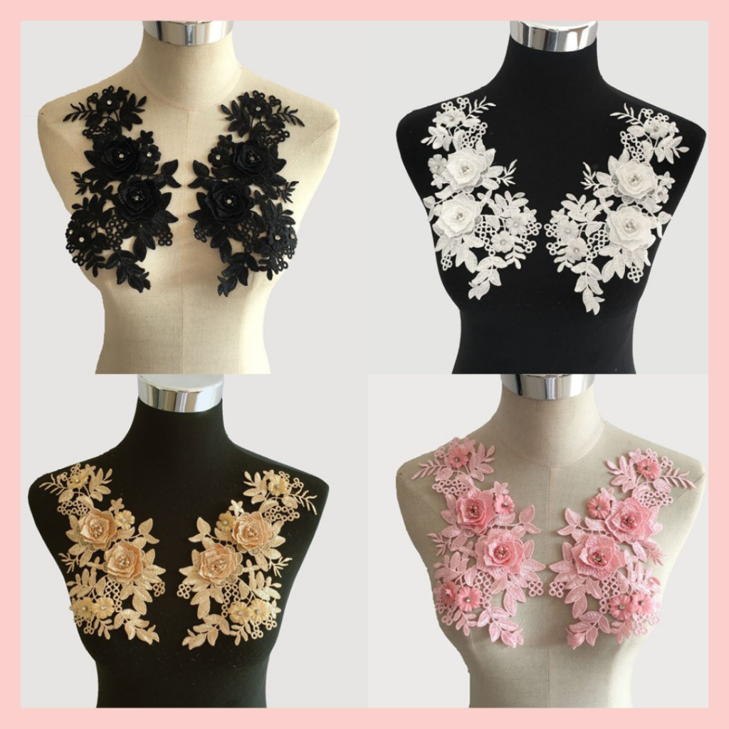 2 Pcs Bunga 3D Lace/3D Flower Patch DIY/3D Lace | Shopee Malaysia