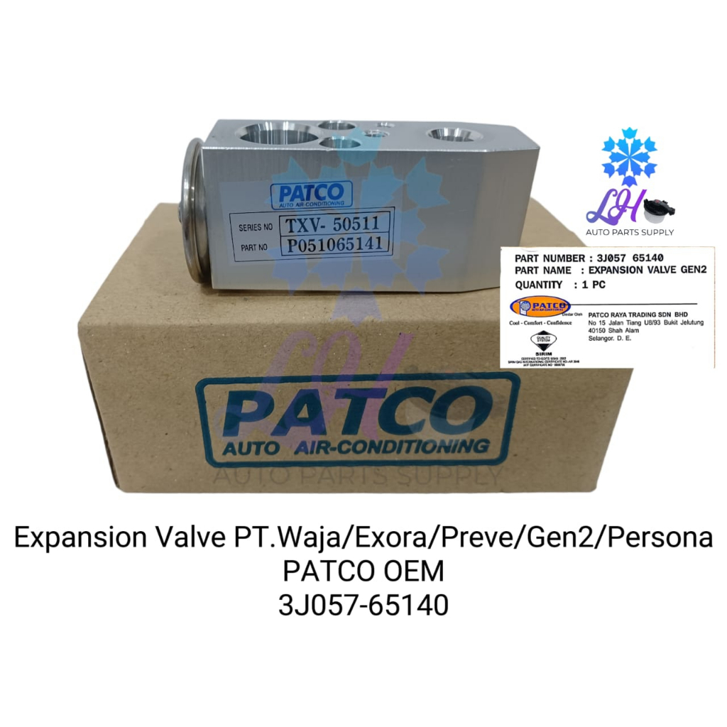 OEM PATCO (3J057-65140) / ORIGINAL PATCO (P0510-65140) Expansion Valve Proton Waja/Exora/Preve ...