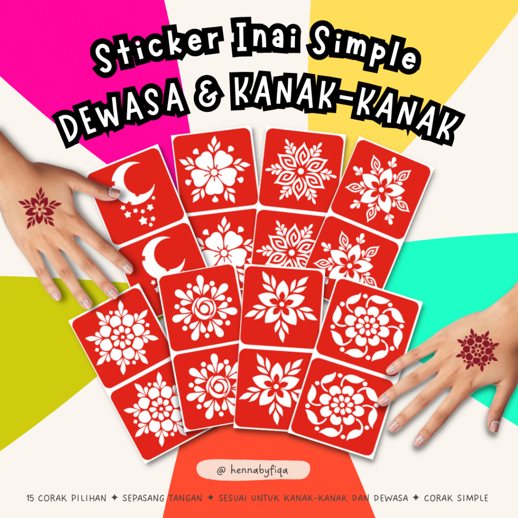 NEW DESIGN STICKER INAI SIMPLE MODERN DEWASA KANAK-KANAK | Shopee Malaysia
