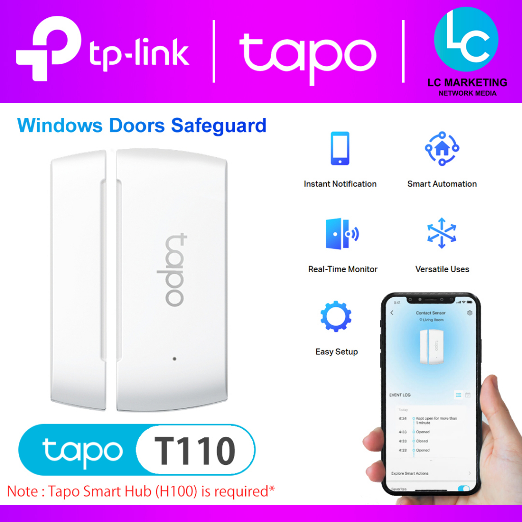 TP-Link Tapo H100 Smart Hub with Chime Tapo T100 T110 T300 T310 T315 ...