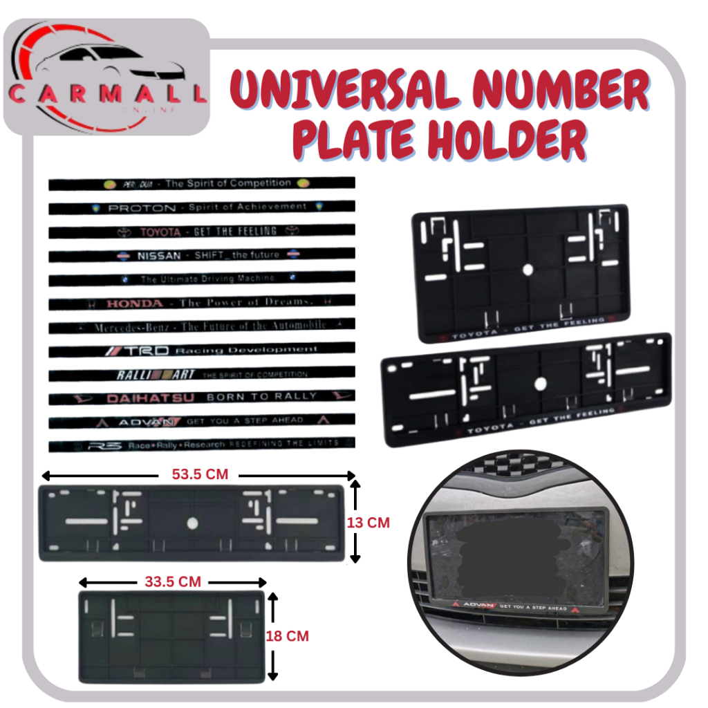 Universal Number Plate Holder Black Long & Square Size Proton Perodua ...