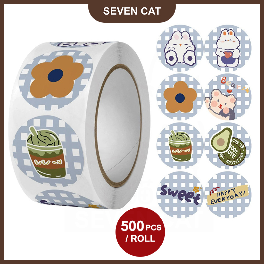 500pcs Round Cute Cartoon Sticker with 8 designs / Parcel Labels ...