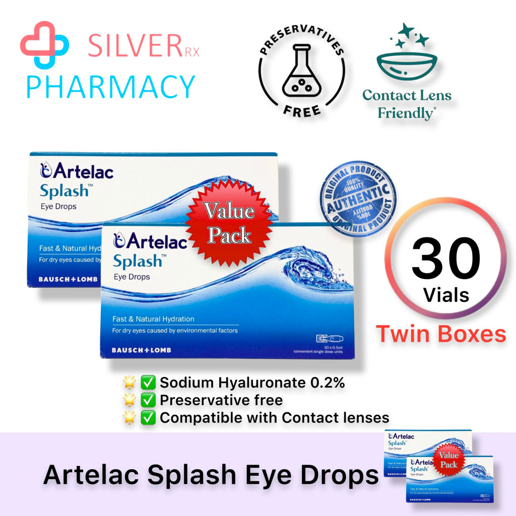 [Exp 06/2024] Bausch & Lomb Artelac Splash 0.2% Sodium Hyaluronate 0 ...
