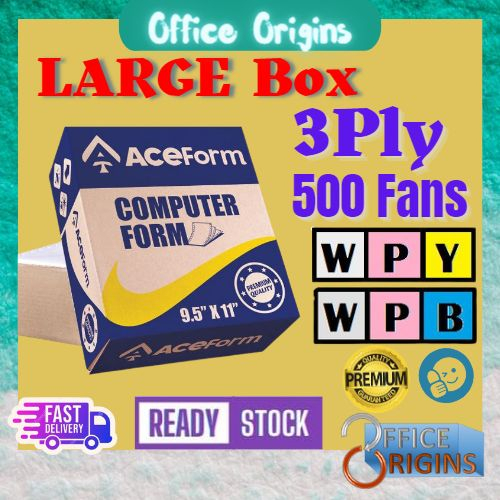 AceForm LARGE BOX Computer Form 9.5" X 11" NCR Paper 3ply 500Fans WPY ...