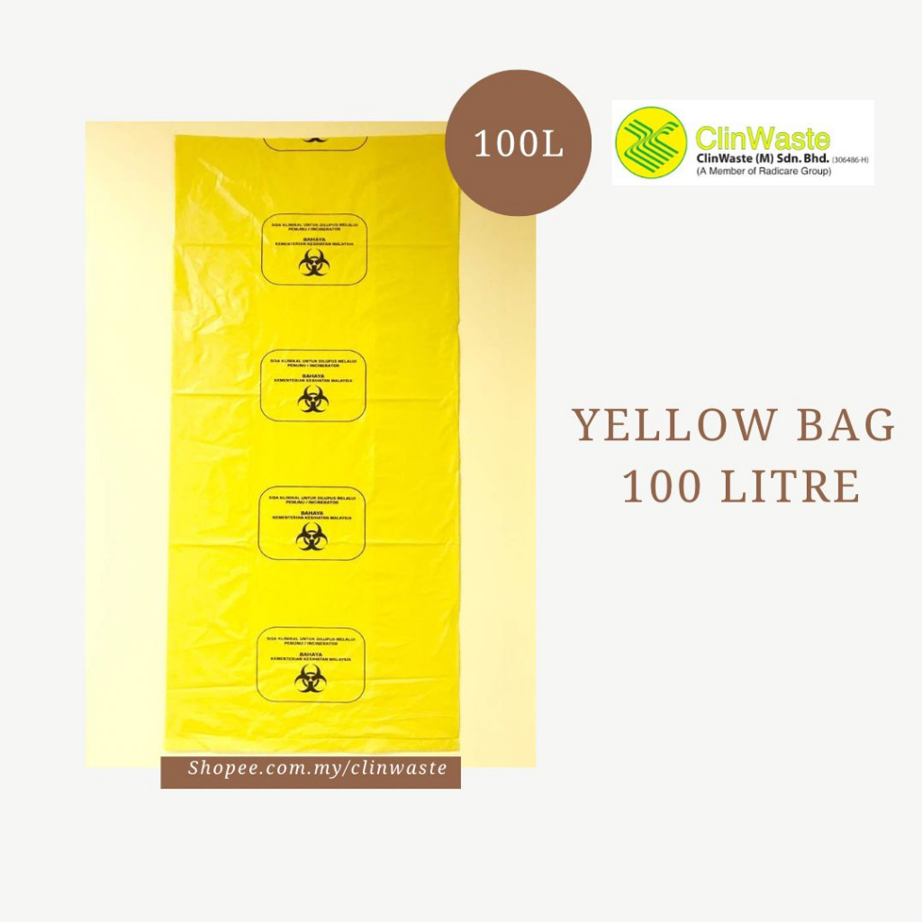 Biohazard Yellow Plastic Bag 100 Litres (10 pcs) RM0.61/pcs | Shopee ...