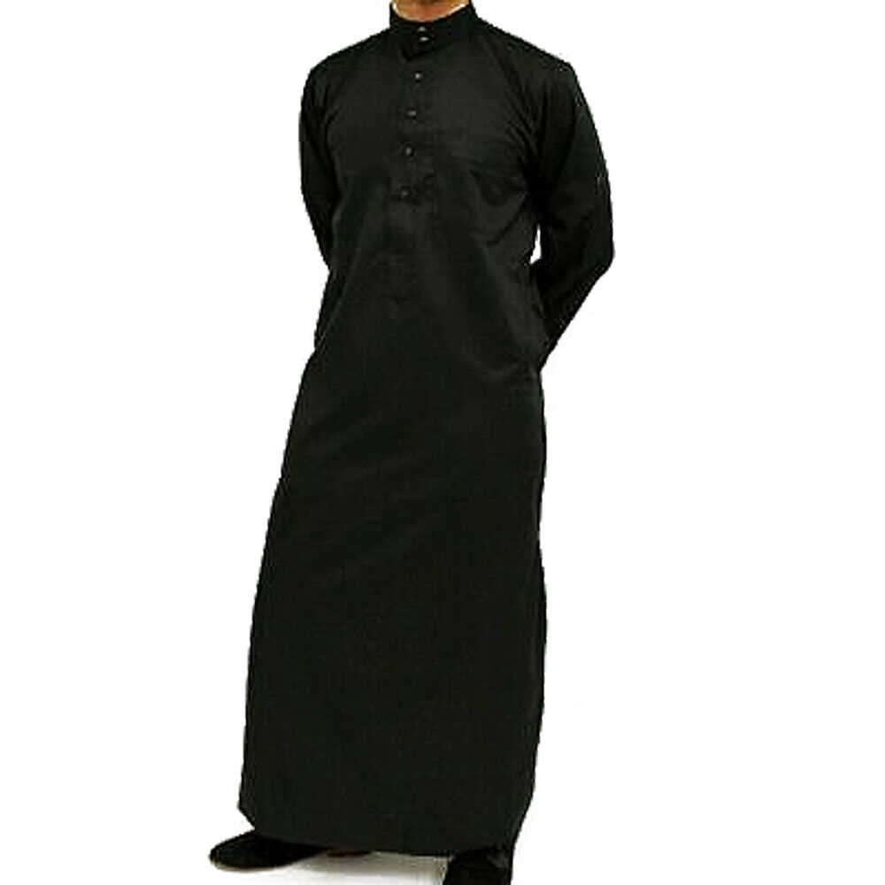 Arabian robe Qatar style black thobe Jubah Arab men boys ramadan eid ...