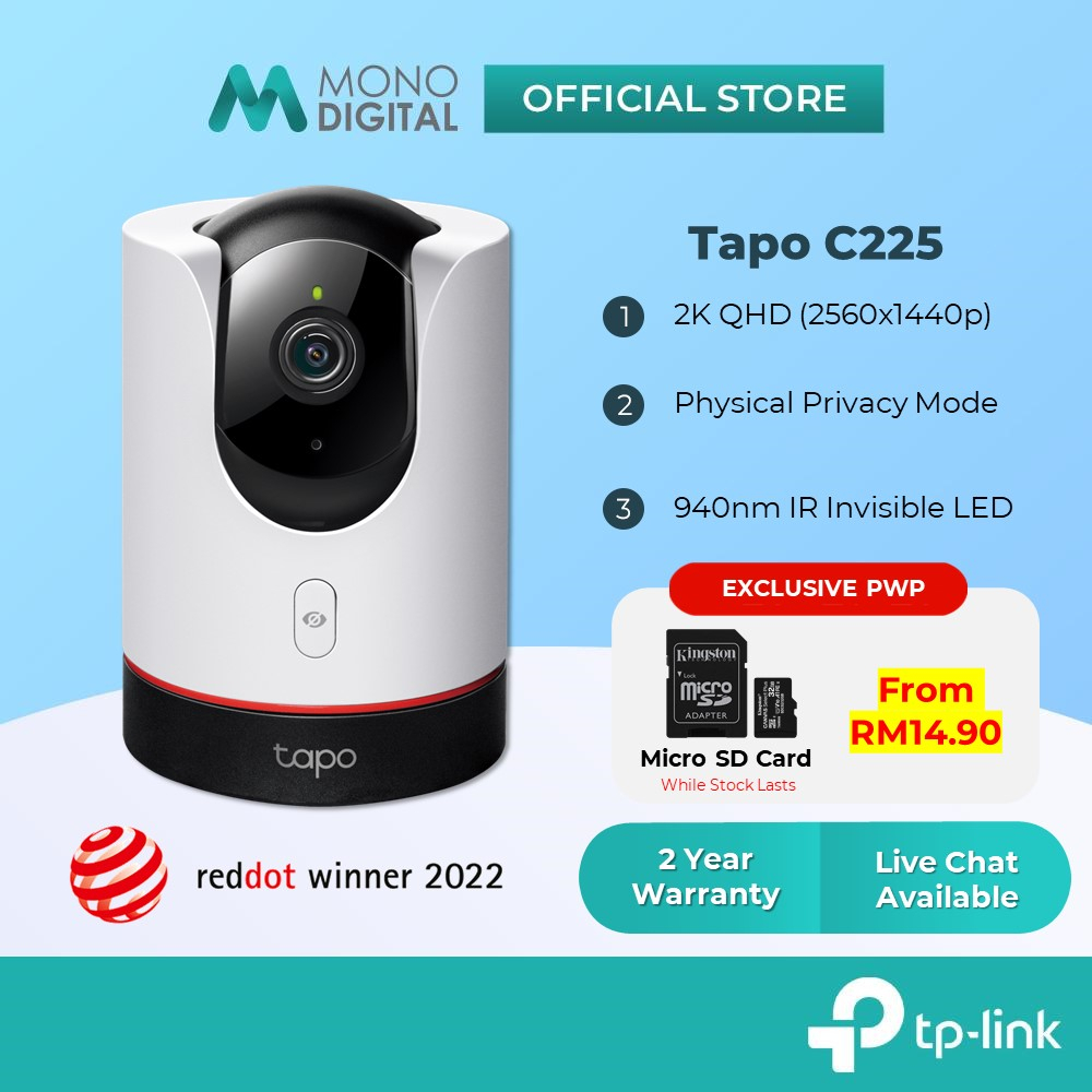 TP-link Tapo C225 4MP 2K QHD Smart AI Pan Tilt AI Home 360 Security Surveillance Wireless Wi-Fi ...