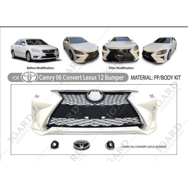 Toyota Camry Acv 40 Year 2006 until 2011 Convert Lexus Bumper PP Material | Shopee Malaysia