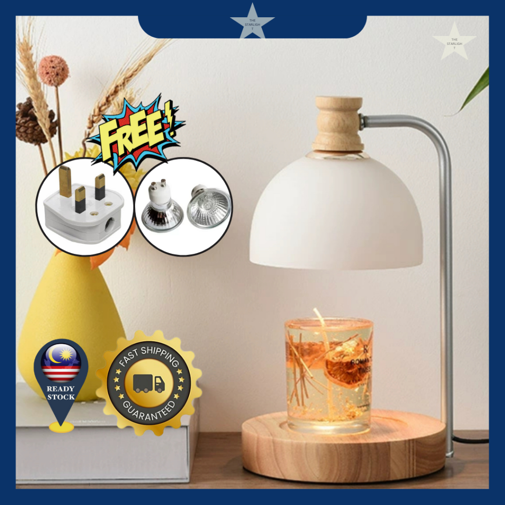 [Half Log] Scented Candle Warmer Battery Table Lamp Adjustable Dimmable ...