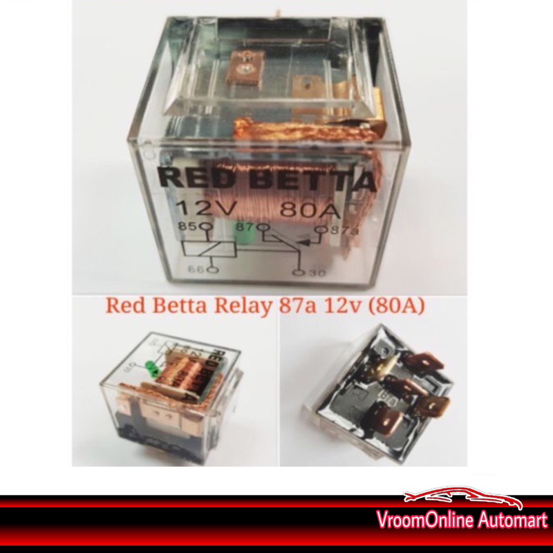 Car 12v 87A 5pin Relay / Control Device RED BETTA RELAY 87a (80A ...