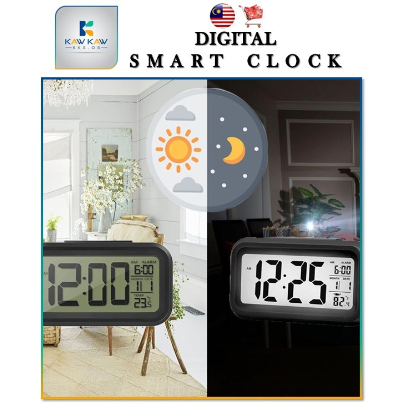 𝐊𝐊𝐒 𝐃𝐢𝐠𝐢𝐭𝐚𝐥 𝐒𝐦𝐚𝐫𝐭 𝐂𝐥𝐨𝐜𝐤 🚚 Smart Digital Temperature Snooze LCD Mute Backlight Screen Desk Data ...