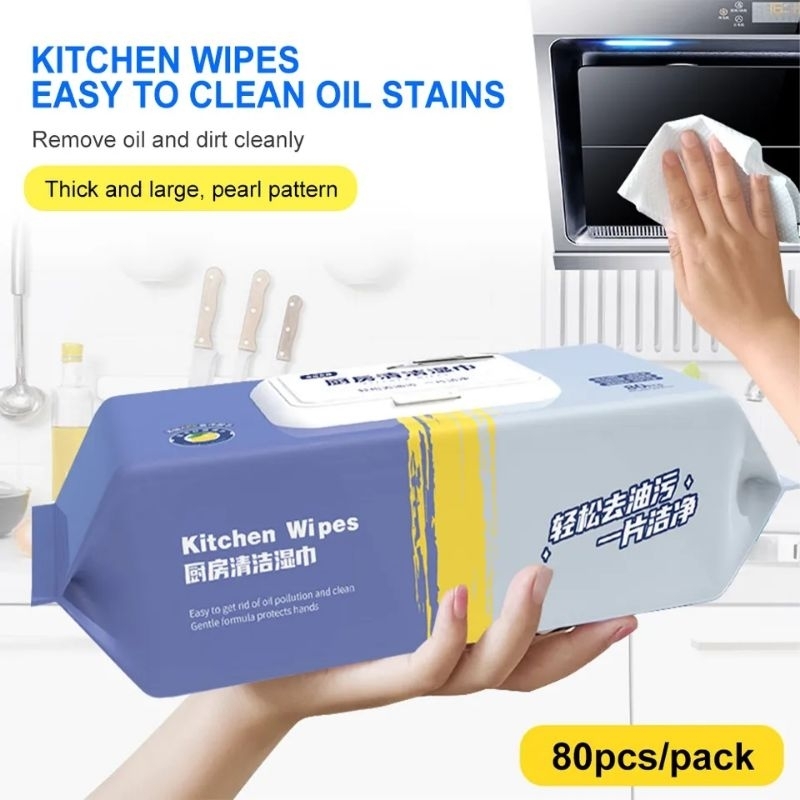 80pcs/set Disposable Kitchen Wet Wipes Cloth Towel For Cleaning Remove ...