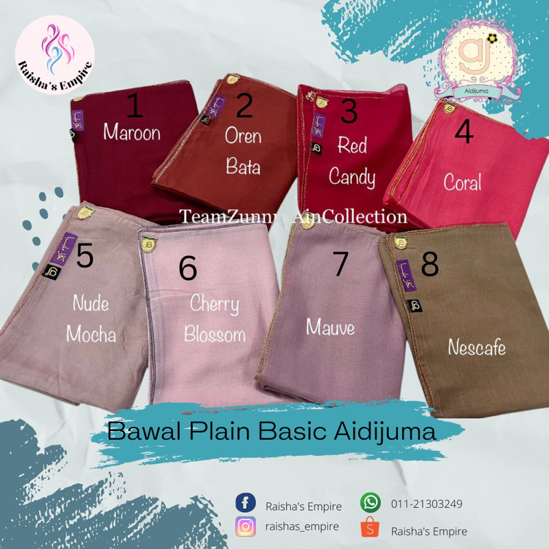 💕AIDIJUMA💕 Tudung Bawal Plain| Material COTTON | Bidang 46 | Hijab ...