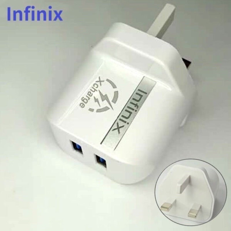 Infinix 2.1A Uk Mains Wall 3 Pin Plug Adapter Charger Power Usb Ports ...