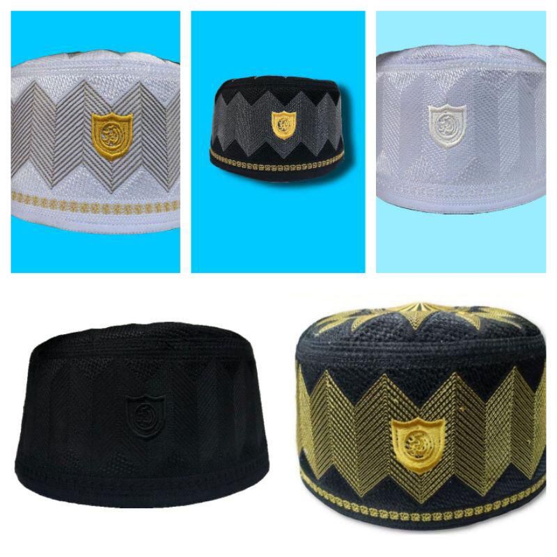 KOPIAH TINGGI LOGO PUTIH HITAM BERCORAK | Shopee Malaysia