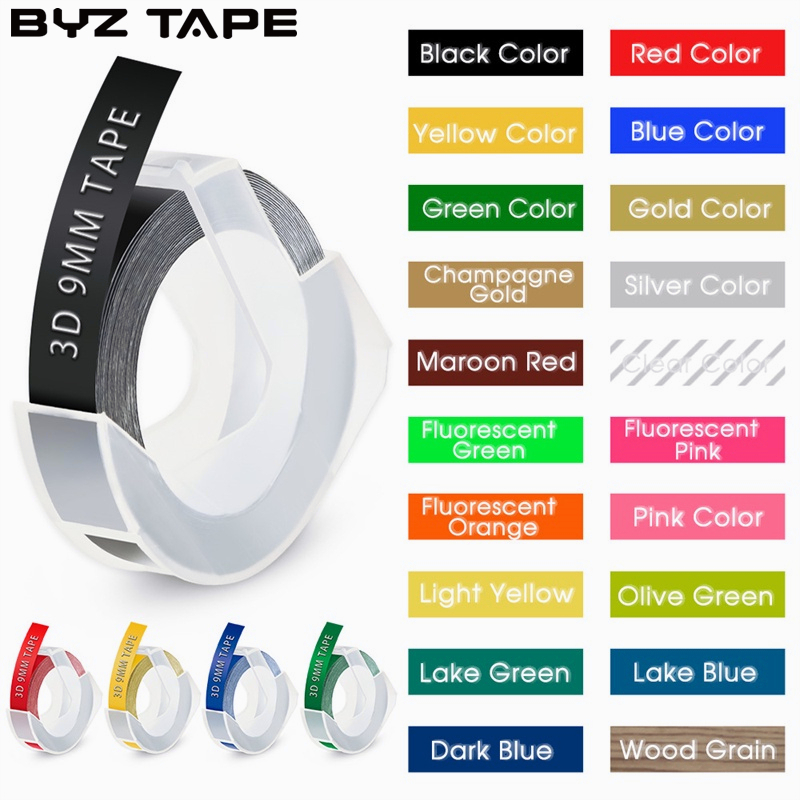 BYZ TAPE 1pcs for DYMO 3D Embossing Tape 9mm Plastic 3D Embossing Label ...