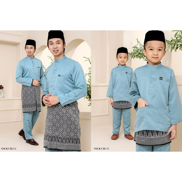Baju Melayu Dewasa Dan Budak Warna Smoke Blue | Shopee Malaysia