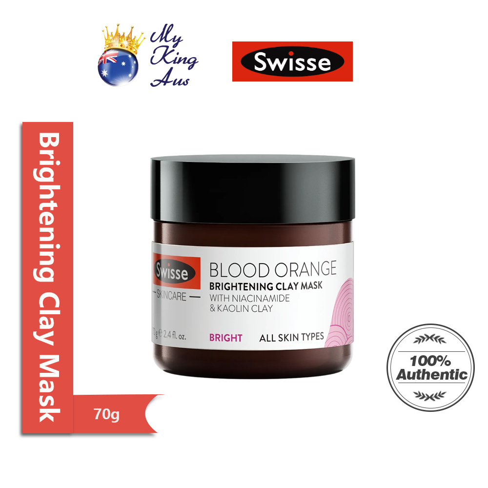 Swisse Skincare Blood Orange Brightening Clay Mask 70g with Niacinamide and Kaolin Clay Bright ...