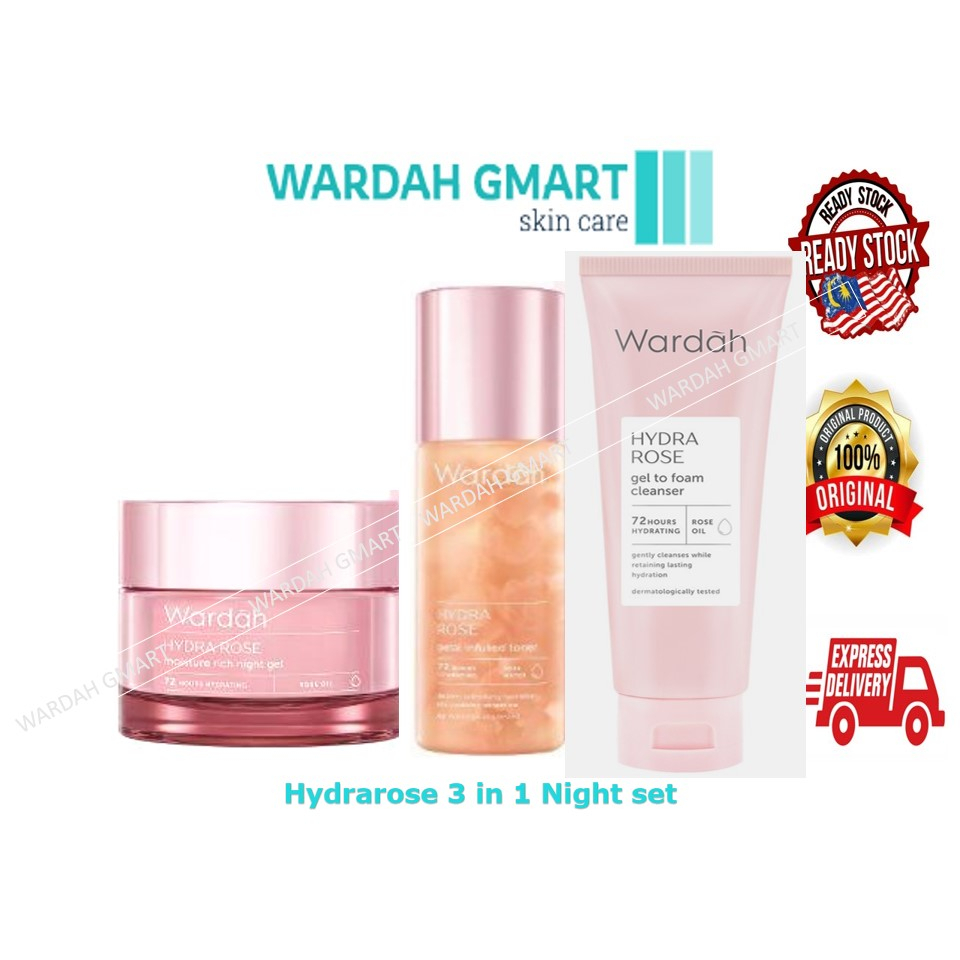 Wardah Hydra Rose Series complete set (Hydrating/Repair Skin Barrier ...