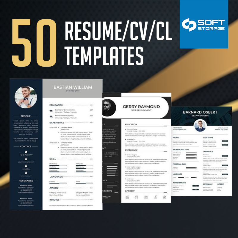 50 Sets Quality Professional Resume/CV/CL Templates (Mixed Format ...