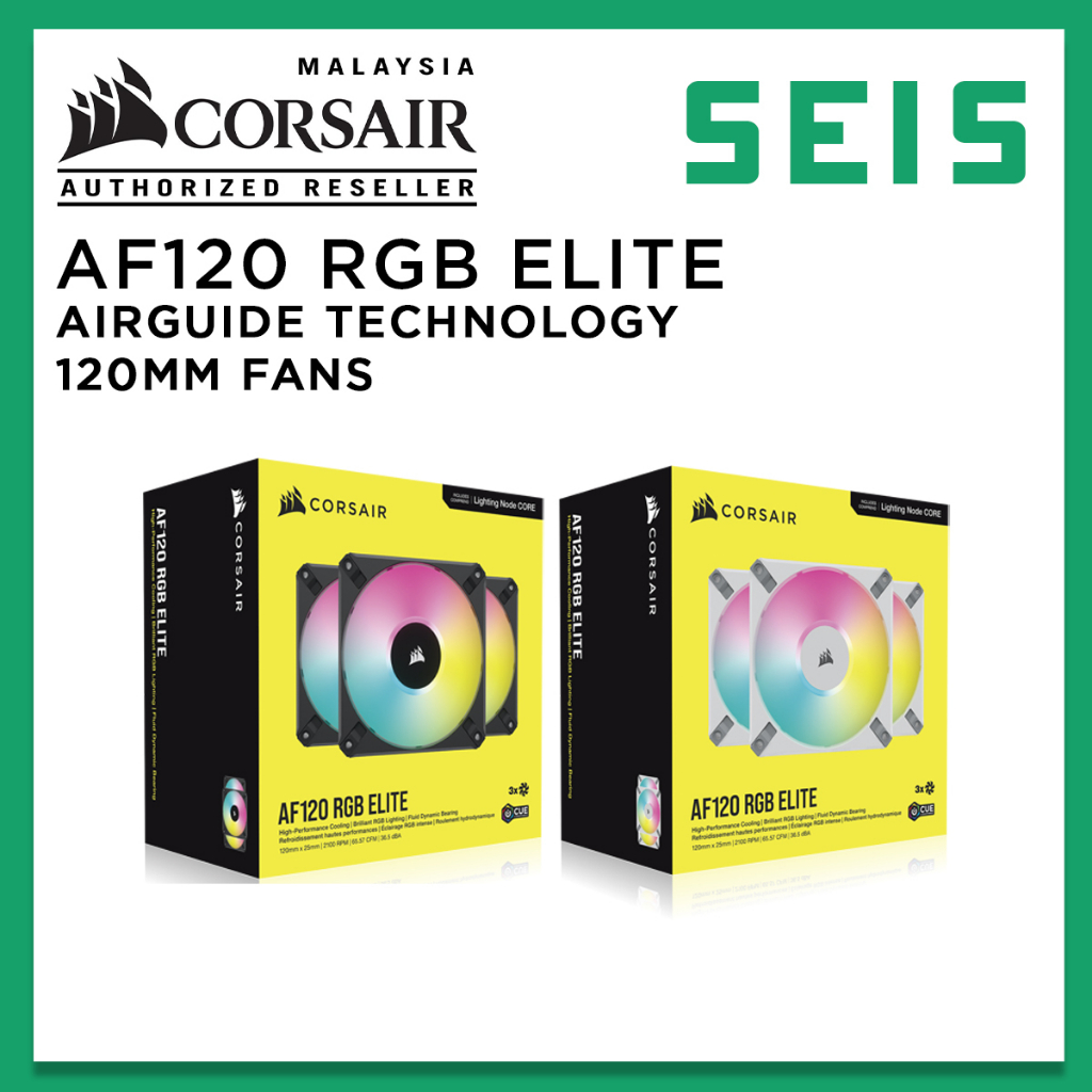 CORSAIR iCUE AF120 RGB ELITE 120mm PWM Triple Fan Kit iCUE Lighting ...