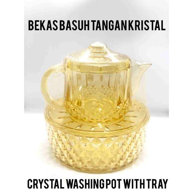 Crystal Hand Washing Pot with Tray Set Bekas KENDI BASUH TANGAN TEKO ...