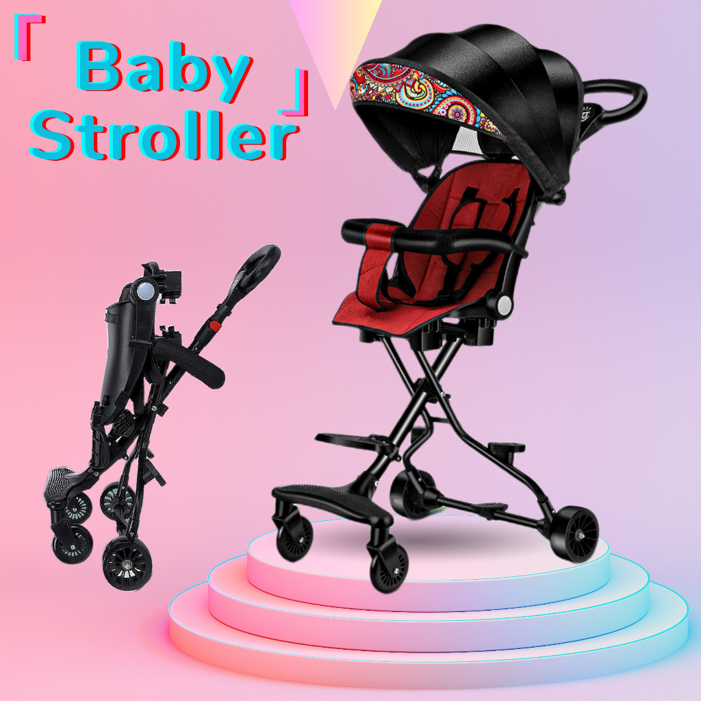 Baby Stroller, Foldable 2 Way, 4 wheels Ultra lightweight, Soft Seat ...