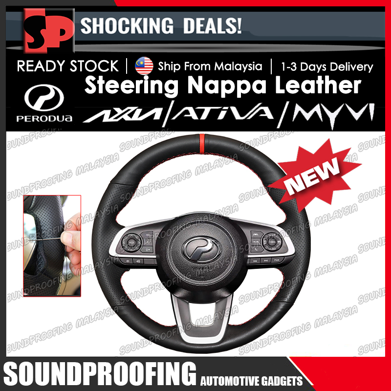Perodua Ativa Myvi Axia Steering Hand Stitch Genuine Nappa Leather Wrap ...