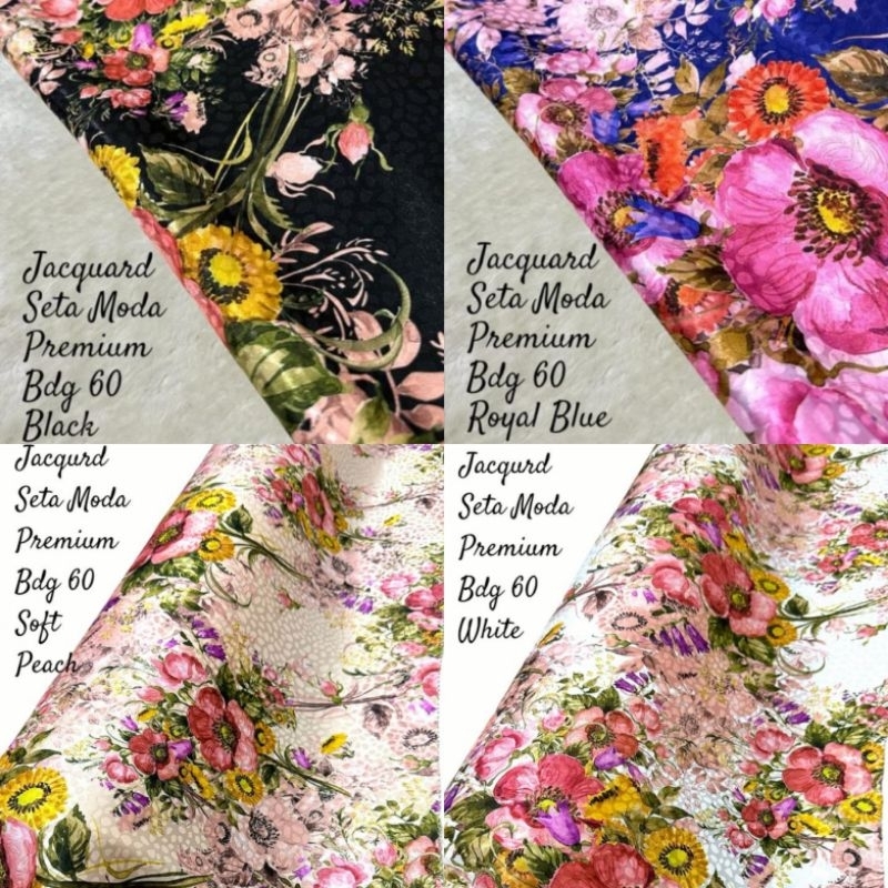 Kain Pasang Seta Moda Jacquard Floral Bidang 60 (5 meter) - Royal Blue ...