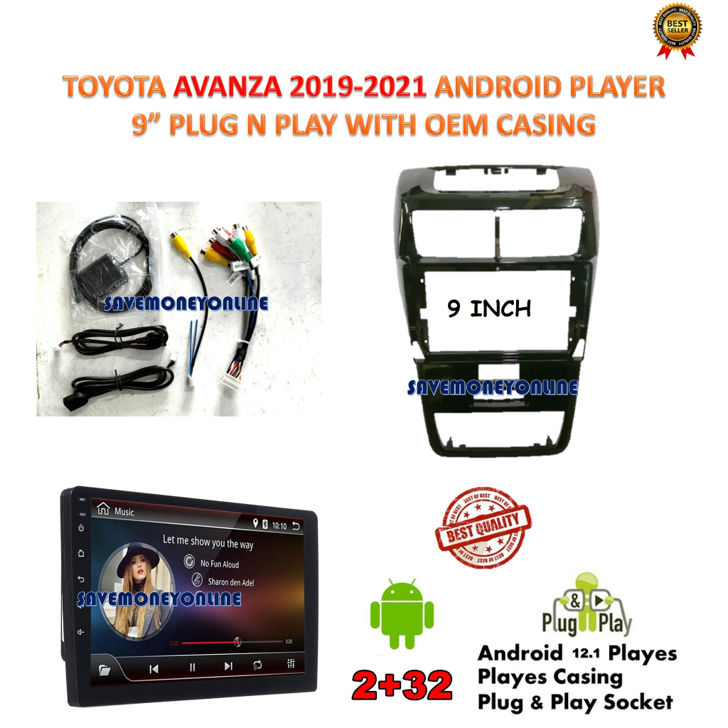 TOYOTA AVANZA 2019 - 2021 ANDROID PLAYER 9” INCH PLUG N PLAY WITH OEM ...