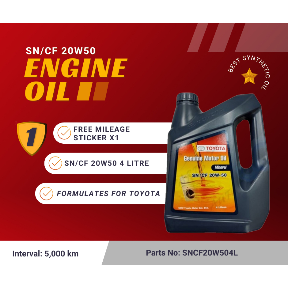 No🥇Oil_Seller🔥TOYOTA 20W50 ENGINE OIL 4L MINYAK HITAM MINERAL 20W50 ...