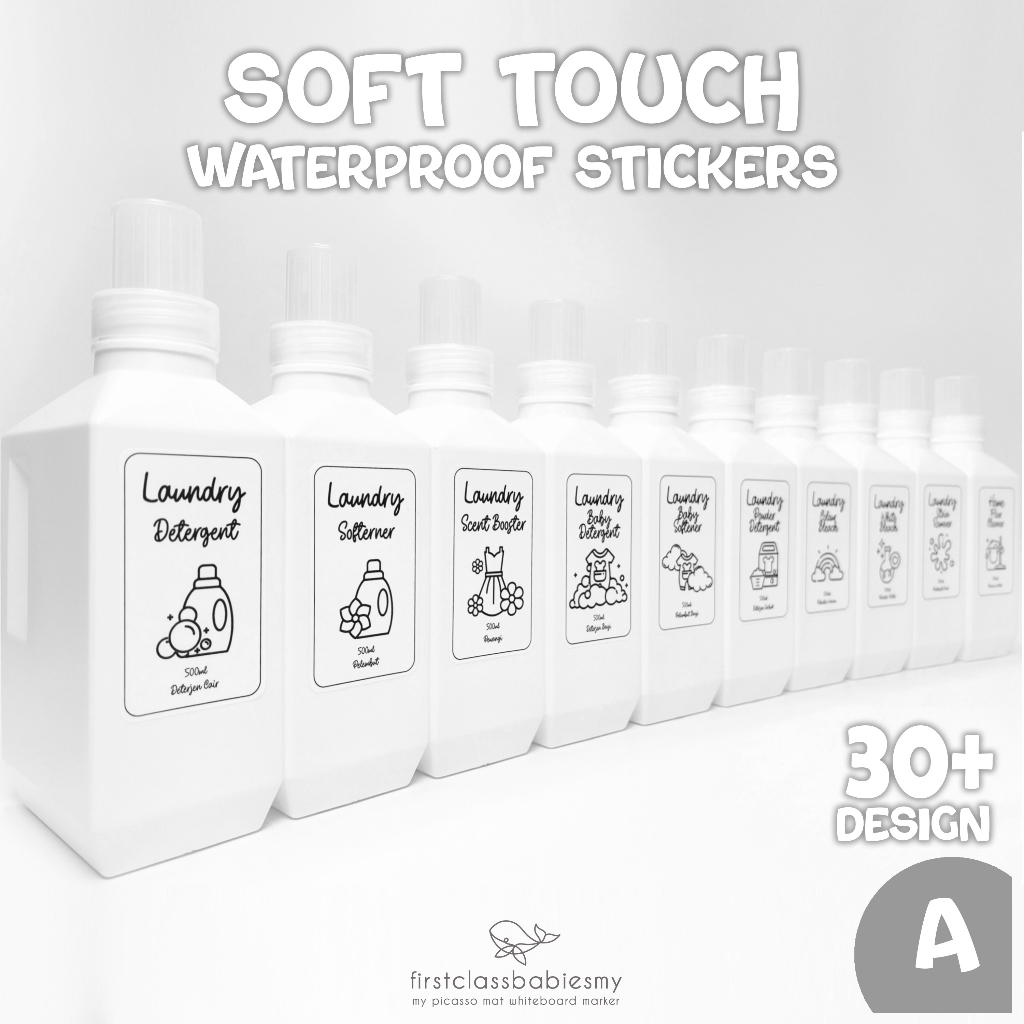 MINIMALIST CLEAN Soft Touch Plastic Waterproof Label Sticker For ...