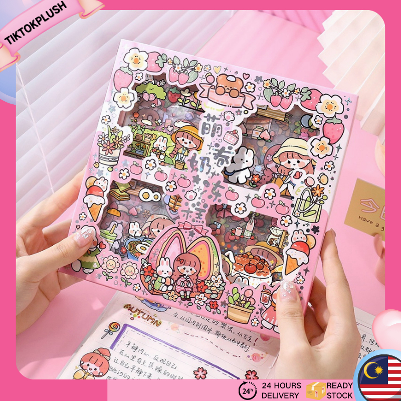 100PCS/Box Cute Girl Cartoon Stickers Handbook Stickers Waterproof ...