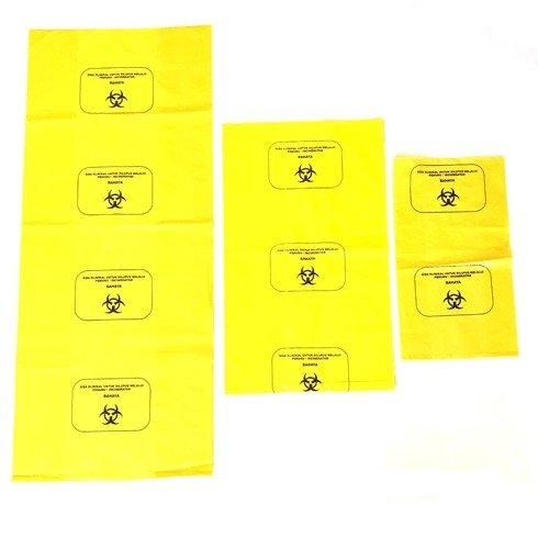 Biohazard YELLOW Plastic bag for medical disposal 5L Plastik Sampah ...