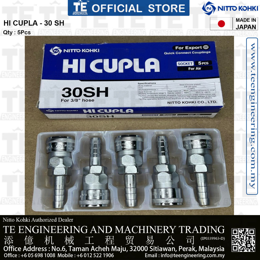 NITTO KOHKI 30SH Type Pneumatic Air Quick Coupler 5Pcs Per Box (HI CUPLA 30 SH) | Shopee Malaysia