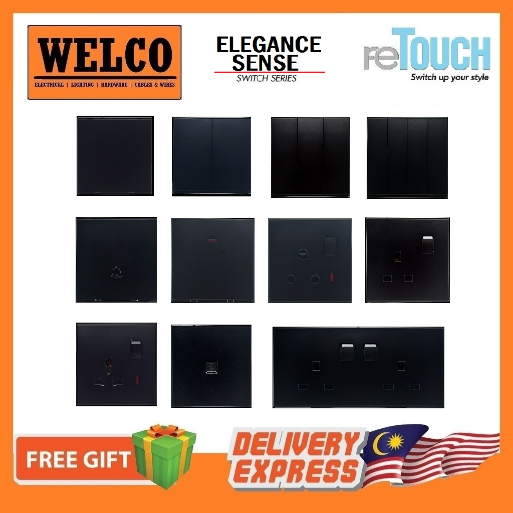 RETOUCH ELEGANCE SENSE DESIGNER SWITCHES [BLACK] HIGH QUALITY ...