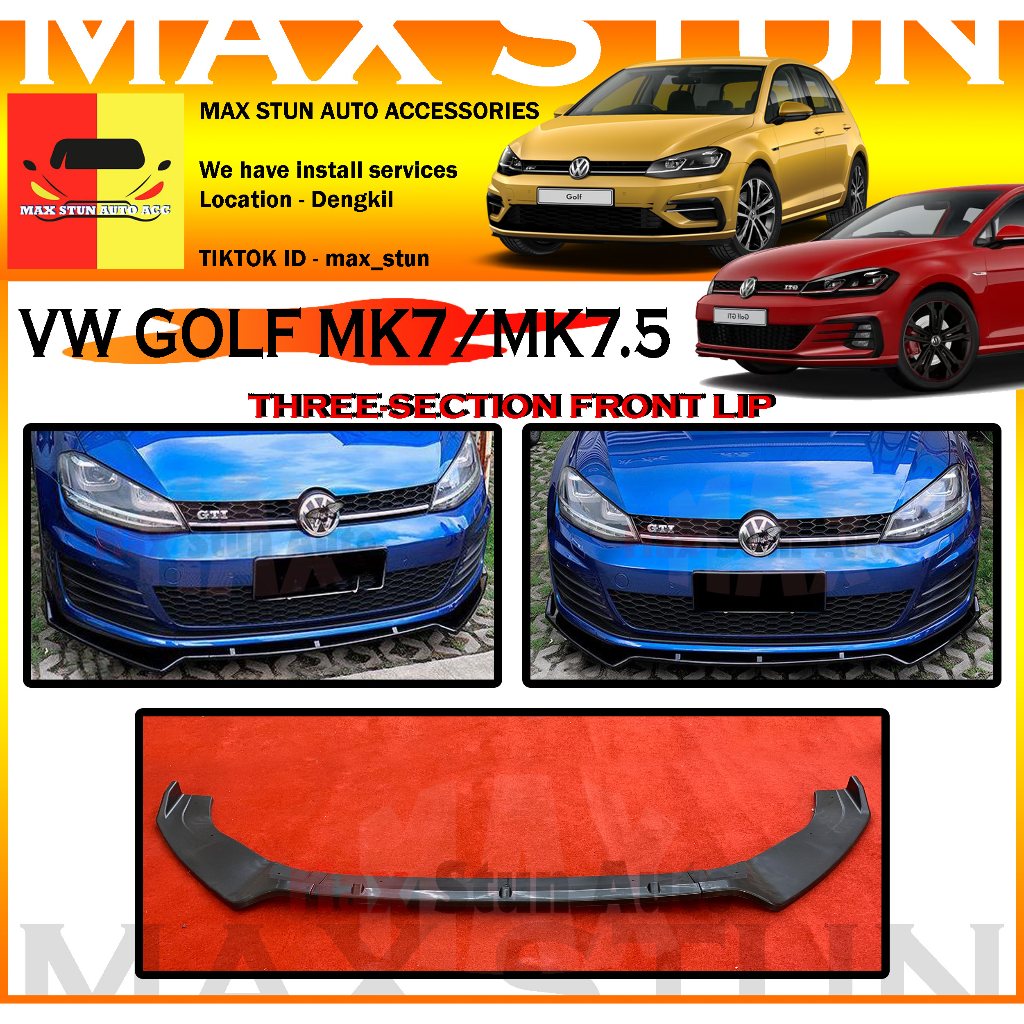 VOLKSWAGEN GOLF MK7 MK7.5 R RLINE GTI THREE-SECTION FRONT LIP BUMPER ...